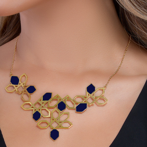 Arabesque Necklace- Golden – Malath Gallery Designs